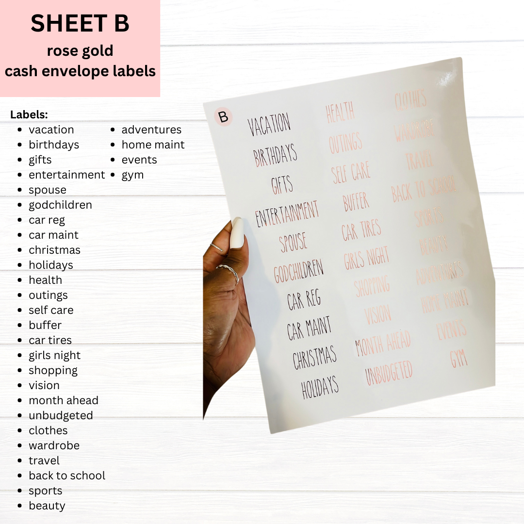 Rose Gold Foil A6 & A7 Labels | SHEET B – All Things Planned