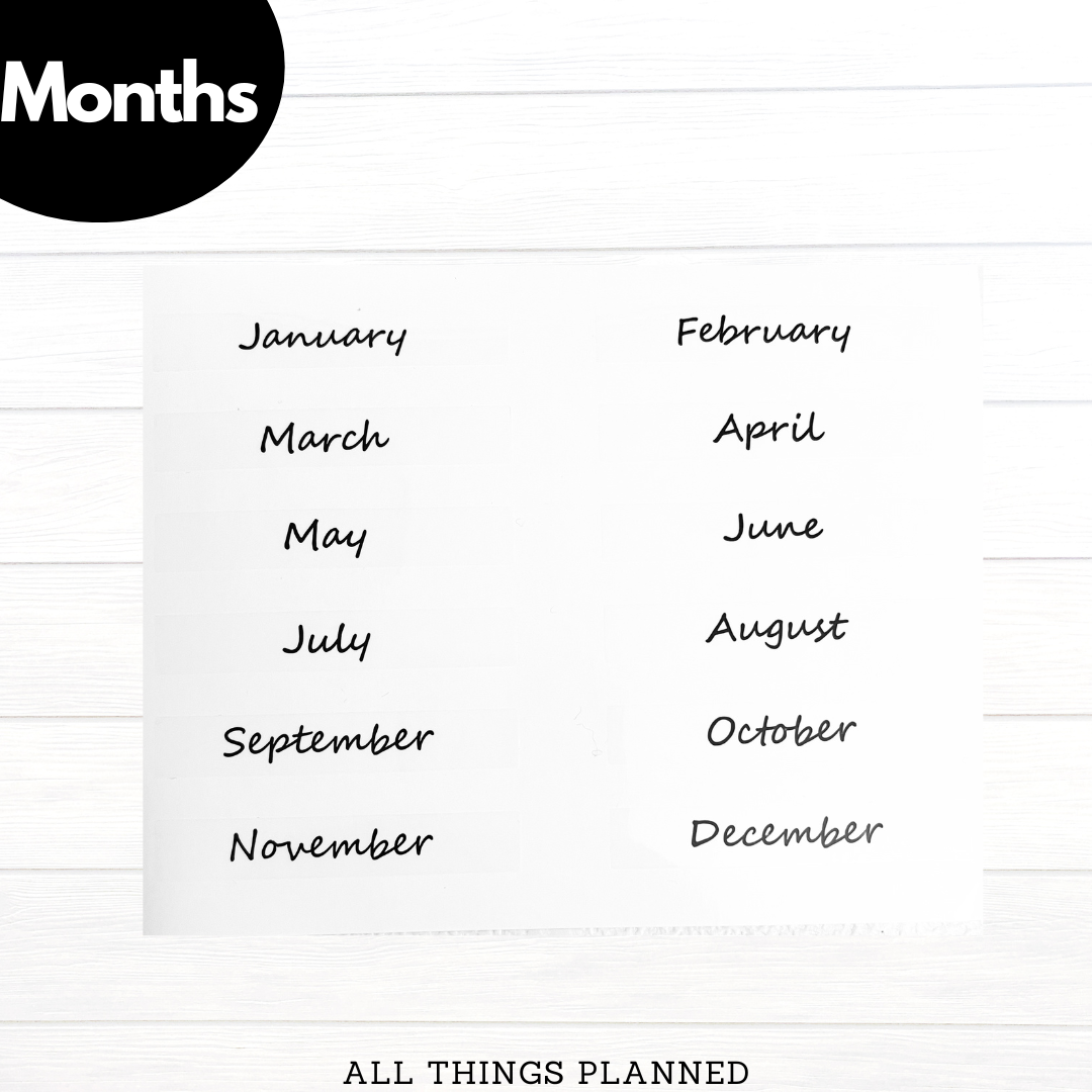 Months of the Year Stickers – All Things Planned