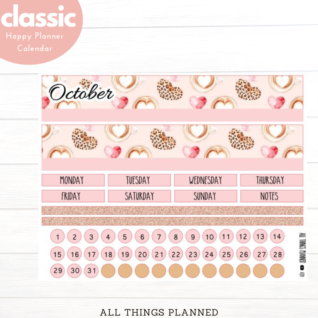 Classic Oct (Pink Caffeine) Monthly Calendar – All Things Planned