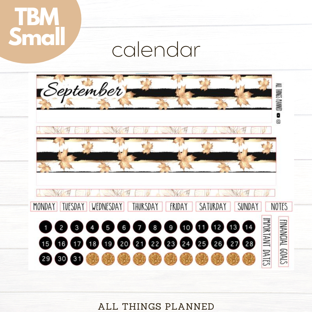 Small Sept (Golden Fall) Monthly Calendar – All Things Planned
