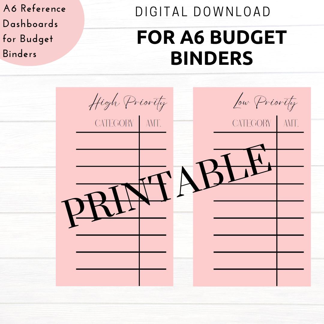 Pink PRINTABLE Reference Dashboards – All Things Planned
