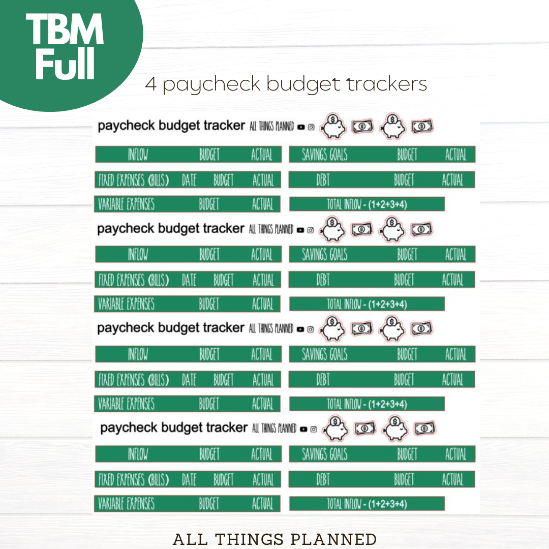 Full Sept (Starbies) Paycheck Budget Trackers – All Things Planned
